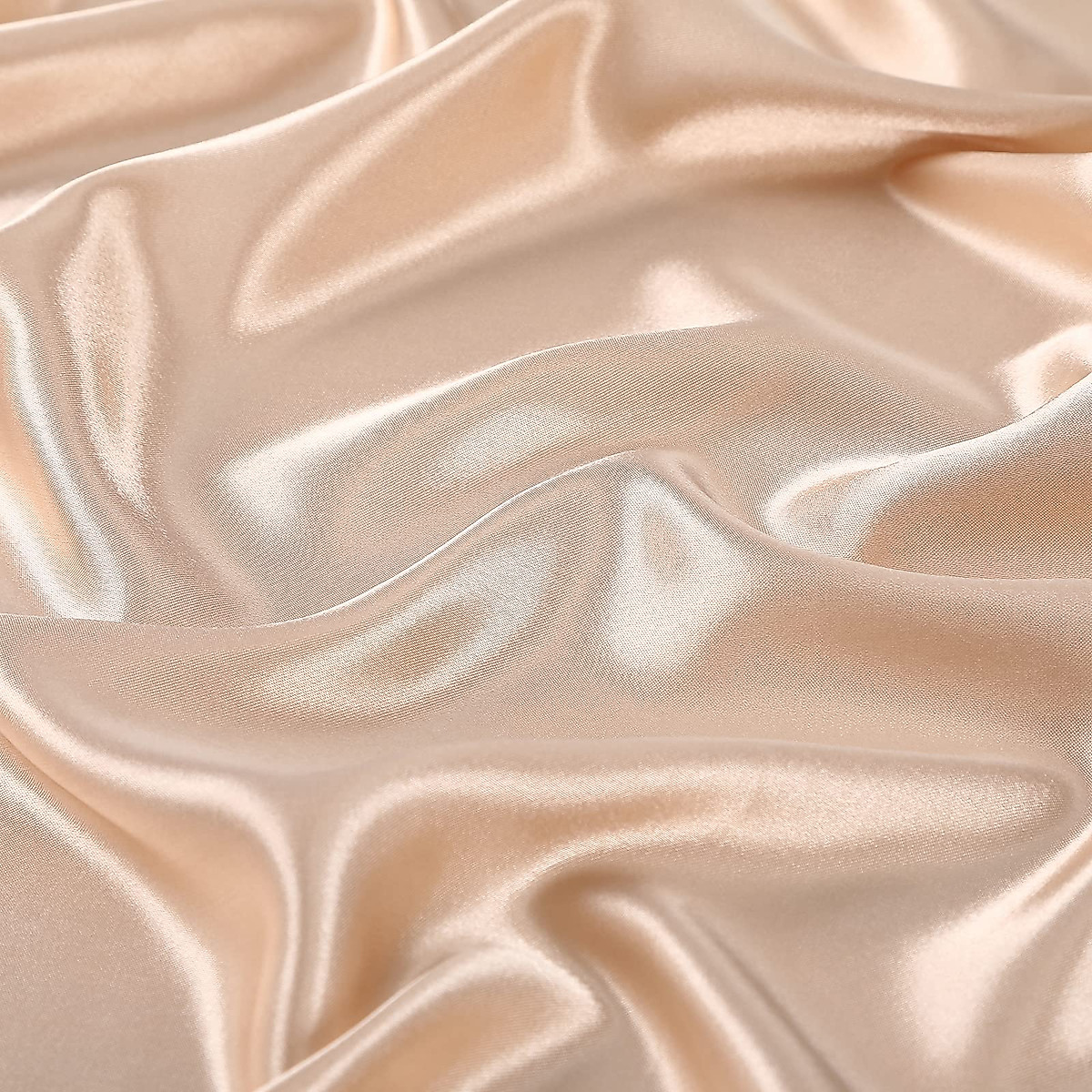 AWAYTR 35” Large Satin Square Head Scarf - 2Pcs Silk Like Floral Head Scarves Square Satin Hair Scarf Bandanas for Women (Solid Color(Black/Camel))