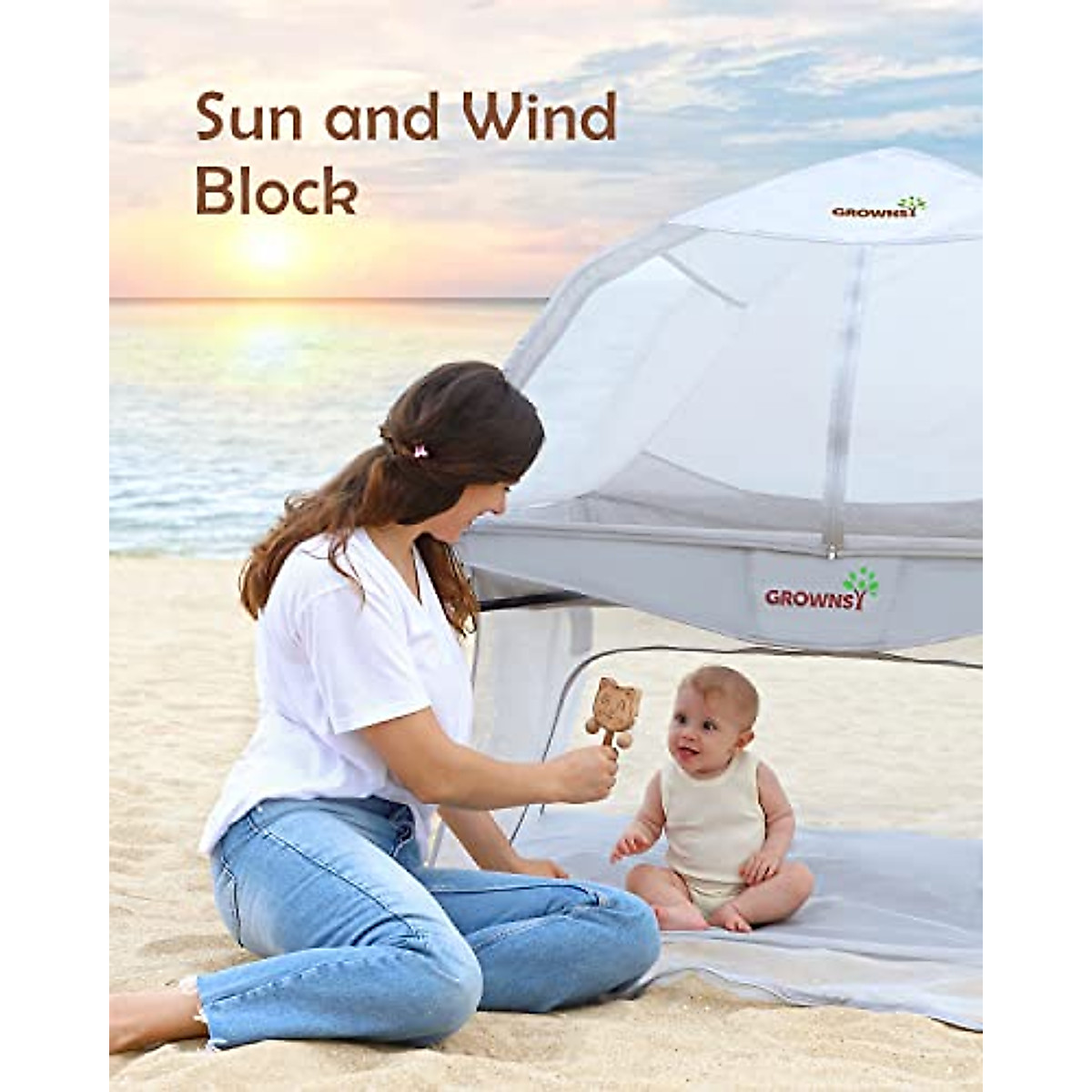 GROWNSY Foldable Baby Playpen & Bottle Sterilizer