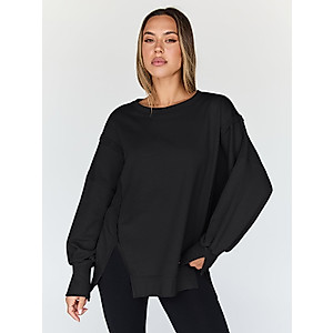 Trendy Queen Womens Oversized Sweatshirts Hoodies Crewneck Shirts Fall Outfits Teen Girls Y2k Winter Clothes Black XL