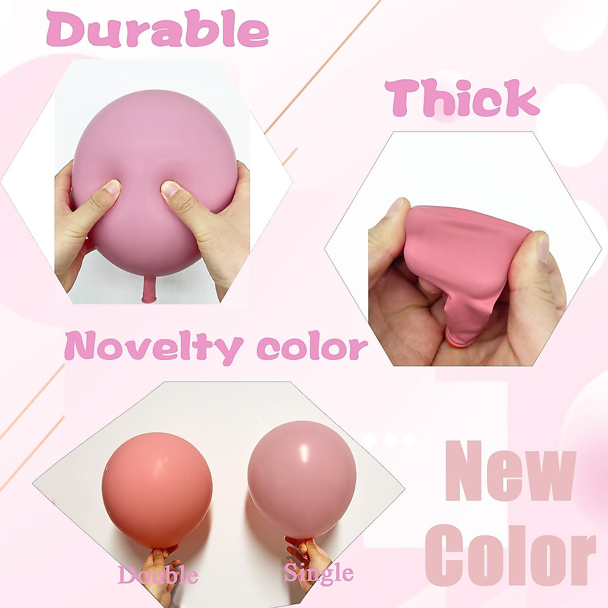 Scmdoti Rose Gold Different Sizes,Double Stuffed Pink Balloon Arch,Pastel Pink Balloons Garland,18/12/10/5 Inch Pink Balloons for Boho Party, Baby Shower, Birthday, Weddings (blue)