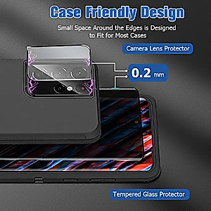 [1+2 Pack] Galaxy S21 Ultra Privacy Screen Protector with Camera Lens Protector, 9H Hardness Tempered Glass/Anti Spy/3D Bending/Scratch Resistant/Bubble-Free For Samsung Galaxy S21 Ultra 5G(6.8")