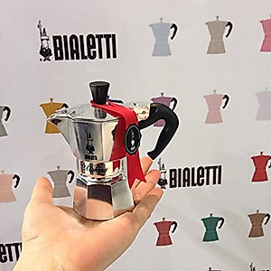 Bialetti Mokina Aluminium 1/2 Cup Coffee Maker, Silver/Black, 13 x 6.5 x 12 cm