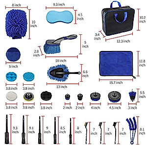 bemece 29 Pieces Car Detailing Kit Car Cleaning Tools Auto Detailing Drill Brush Car Wash Kit - Car Detail Brush Set for Cleaning Wheels Interior Exterior Leather Dashboard Vents