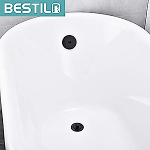 BESTILL Bathtub Drain Kit and Overflow Faceplate, Matte Black