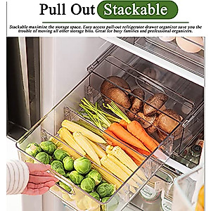 bealy 3 Pack Refrigerator Organizer Bins with Pull-out Drawer,Fridge Drawers Clear Stackable Storage Bins Containers for Freezer, Refrigerator, Fridge Organization,Kitchen Organization and Storage