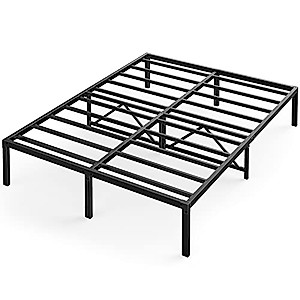 Marsail Bed Frame Queen Size, 14 Inch Metal Platform Bed with Enhanced Support Structure & Enclosing Edges, Metal Bed with Large Storage Space, 1400 lbs Max Weight, No Box Spring Needed, MSBFQ01