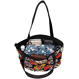 Purses for Women, Tote Bag, Bags for Women, Womens Handbags, Seamless skulls flowers roses pattern