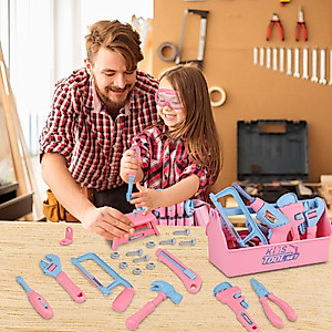 Kids Tool Set, 48PCS Toddler Tool Set with Electronic Toy Drill & Kids Tape Measure,Pretend Play Construction Toys Costume with Kids Tool Belt & Gloves,Toy Tools Box for Girl Boy Ages 3-8