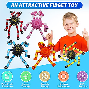 Easter Basket Stuffers Transformable Fidget Spinners,9Pcs Funny Sensory Fidget Toys Adults Deformable Chain DIY Robot Spinner,Fingertip Stress Relief Gyro Toy Easter Basket Stcoking Stuffer for Kids