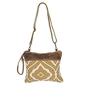 Myra Bag Chocolate Caramel Small & Crossbody Bag Upcycled Canvas, Leather & Rug S-2170