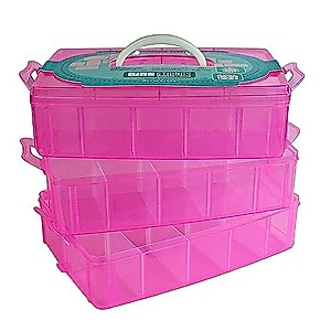 Bins & Things Stackable Storage Container with 30 Adjustable Compartments - Craft Storage/Craft Organizers and Storage - Bead Organizer Box/Art Supply Organizer - Lego Storage & Barbie Organizer
