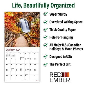 RED EMBER Untamed & Beautiful Pathways 2024 Wall Calendar 12 Month | 12" x 24" Open | Thick & Sturdy Paper | Giftable | Calendar 2024