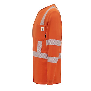 BOCOMAL FR Tee Shirts High Visibility/Hi Vis Flame Resistant/Fire Retardant Shirt 7oz Orange Men's Safety Shirts