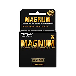 Trojan Magnum Condoms Large Lubricated Latex - 3 ct, Pack of 5