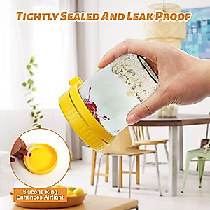 6 Pack Overnight Oats Jars with Lids and Spoons, 16 oz Glass Bottles Containers Large Capacity Yogurt Containers Airtight Jars for Milk, Cereal Storage Jars with Lids for Oatmeal Container to go