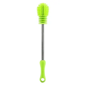 Silicone Bottle Brush, 360 Degree Rotary Silicone Bottle Brush Kitchen Cleaner with Anti Slip Handle for Throughly Stubborn Tea or Coffe, Milk Powder Scale on