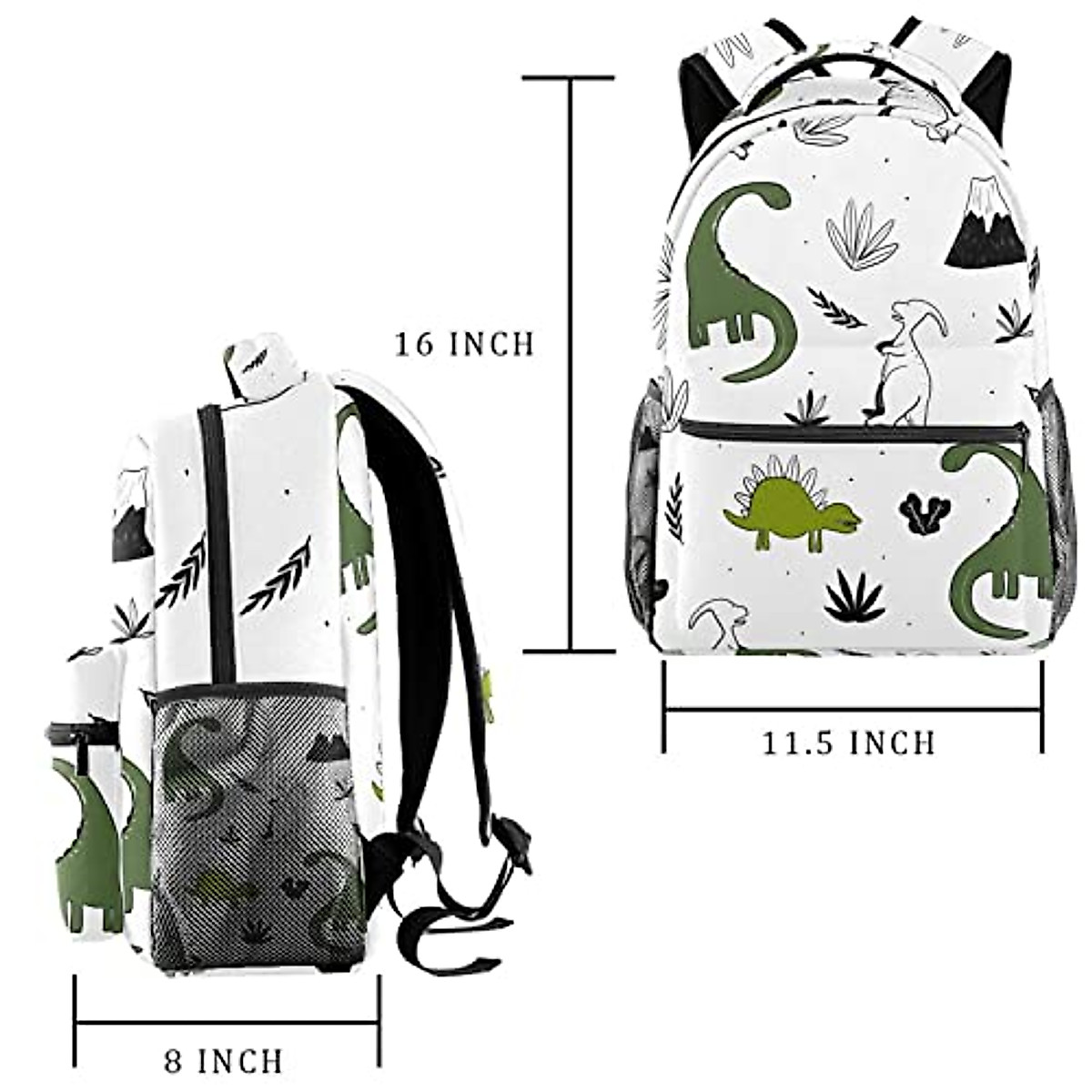 Elementary Middle School Backpack for Girls Boys Teens,Fashion Laptop Backpack Travel Bookbag for StudentsHand Drawn Dinosaur