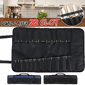 DOITOOL Chef Knife Case Roll Bag, Knife Roll, 22 slots Chef Knife Bag with Handle, Portable Knife Roll Bag for Chefs Culinary Traveling, Knives Pouch
