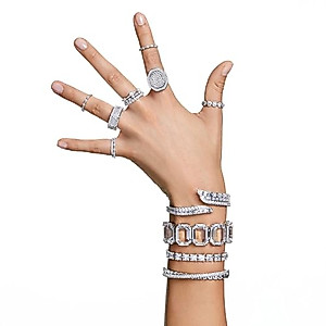 Swarovski Vittore XL Ring, Clear circle-cut Swarovski Crystals on a Rhodium Finish Setting, Size 6, Part of the Swarovski Vittore Collection