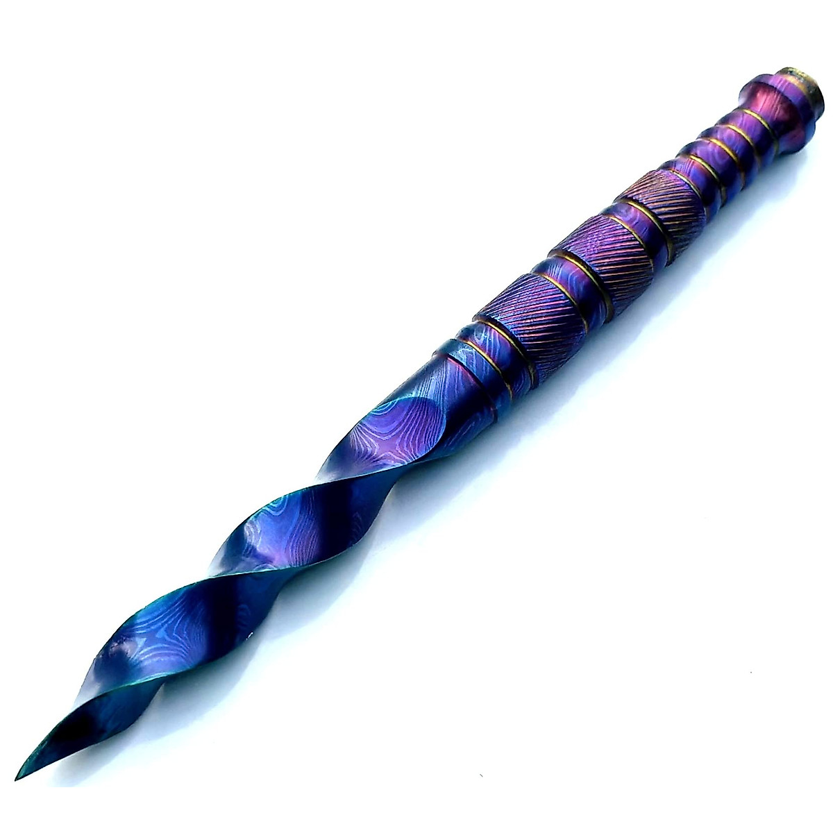 JNR Traders Damascus Tri Edge Dagger with Sheath 10 Inch Full Tang Fixed Blade knife 3744