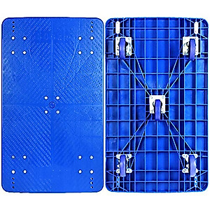 Portable Folding Handcart Flatbed Folding Cart Trolley Cart Trolley Small Trailer Pull Goods Long Five Wheel Load 500KG Easy to Use Multi Function Folding Handcart (Color : Blue, Size : 63x165cm)