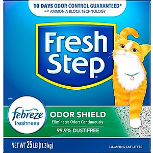 Fresh Step Odor Shield Scented Litter with the Power of Febreze, Clumping Cat Litter, 25 Pounds (Package May Vary)