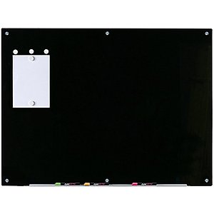 Audio-Visual Direct Magnetic Black Glass Dry-Erase Board Set - 35 1/2 x 47 1/4 Inches -