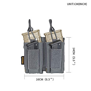 EXCELLENT ELITE SPANKER Open-Top Single/Double/Triple Molle Mag Pouch for M4 M14 M16 AK AR Elastic Rifle Magazines for Pistol Mag Pouch(Grey)