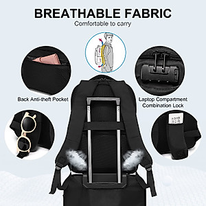 LOVEVOOK Laptop Backpack for Women, Anti-Theft Travel Backpacks Purse with Lock, Work Business Computer Bag with USB Port, Casual Hiking Daybag College School BookBag，15.6Inch Black