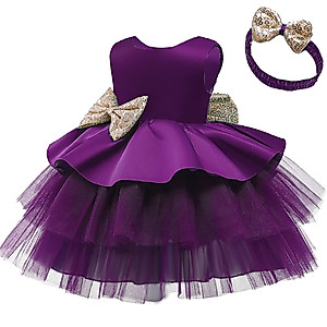 Christening Lace Birthday Christmas Easter Special Occasion Flower Baby Girl Dress Princess Formal Prom Tutu Ball Gown 2T 3T Purple 100