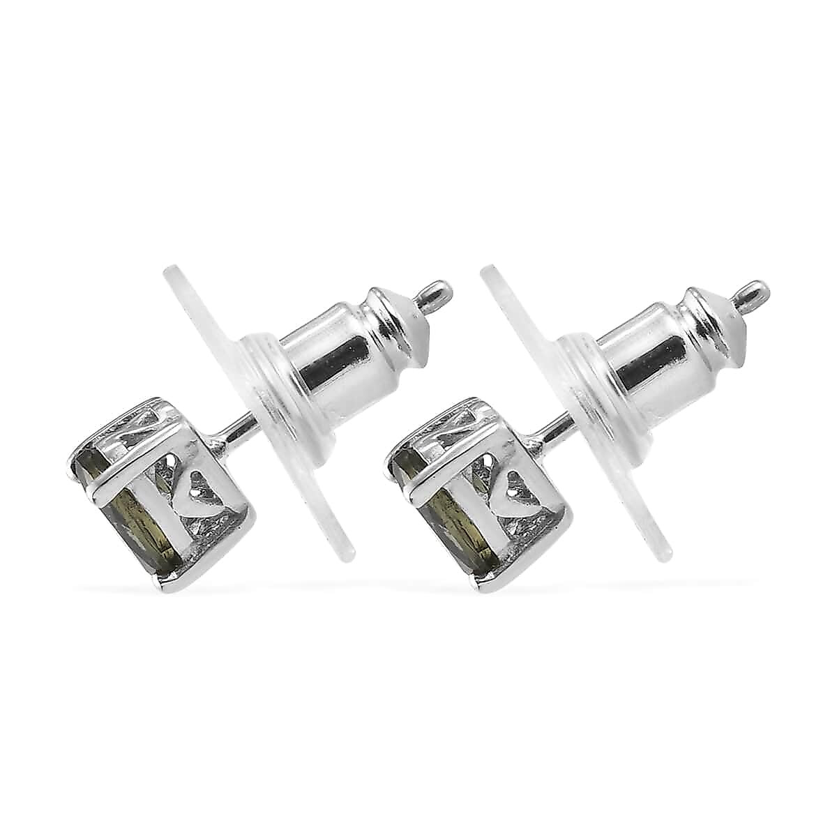 SHOP LC Green Moldavite Stud Earrings for Women Jewelry 925 Sterling Silver Jewelry Ct 0.8 Birthday Gifts for Women