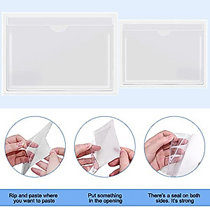 Self-Adhesive Index Card Pockets 30 Pcs 4.72 x 3.54 Inches & 10 Pcs 6.5 x 5 Inches, Blank Insert Cards for Storage Organizing Catalogs and Loss prevention