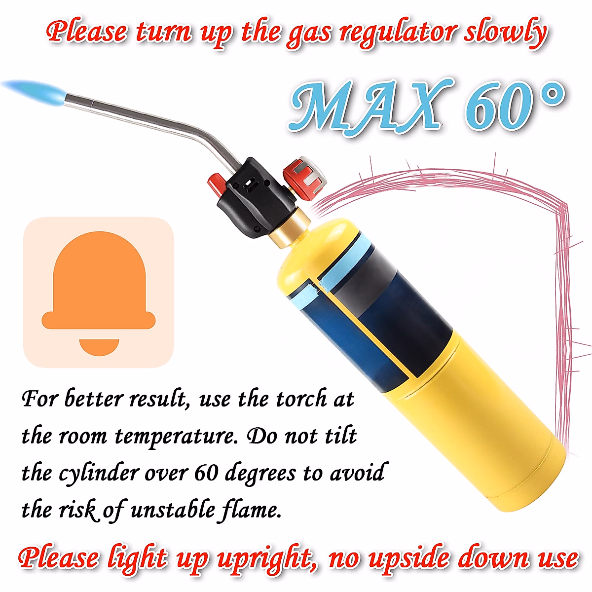 DOMINOX Propane Torch Head, Propane Torch Head with Igniter, Mapp Gas Torch - Torch Head - Propane Torch for Cooking, Welding, Searing(Tank Not Included)