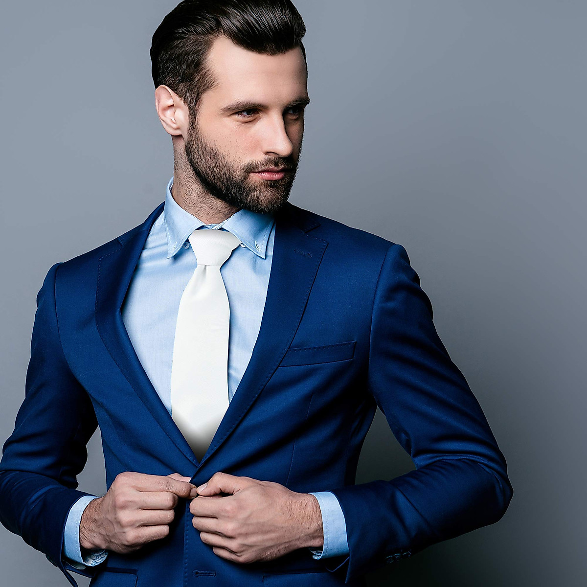 LUTHER PIKE SEATTLE Handmade Mens Pre Tied Zipper Ties For Men Woven Necktie: For Wedding Business Graduation White