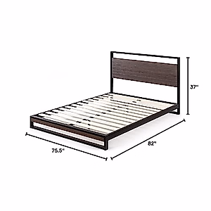 ZINUS Suzanne 37 Inch Bamboo and Metal Platform Bed Frame / Solid Steel Construction / No Box Spring Needed / Wood Slat Support / Easy Assembly, Grey Wash, King