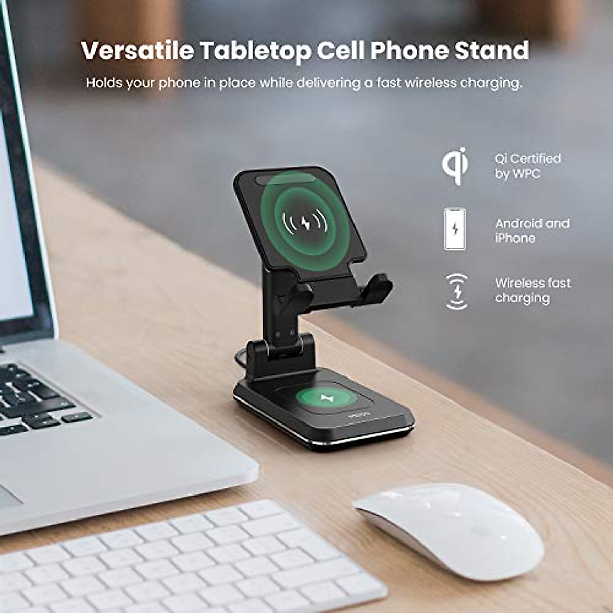 MEISO 2 in 1 Wireless Charger, Dual Wireless Charging Desk Phone Stand, 10W Qi Fast-Charging Dock for iPhone 12/11/MAX/XS/XR/X/8,AirPods/Pro,Samsung Galaxy S21/S20/S10/S9