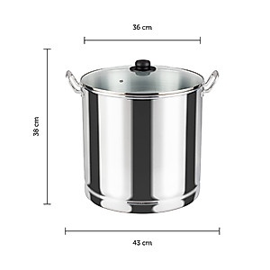 Vasconia 32-Quart Steamer Pot (Aluminum) with Tray & Glass Lid - For Most Stoves (Hand-Wash only) Large Stock Pot for Tamales, Steaming, Boiling & Frying - Makes Seafood, Pasta, Vegetables & More