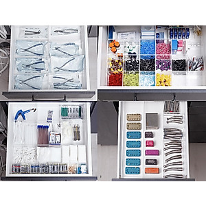 AmeriCan Goods 3/Pieces Dental 4/Section Large Drawer Organizer Tray, Dental Supply Cart Section Divided White Tray for Medical/Dental Supply