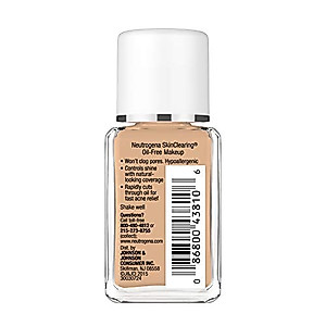 Neutrogena SkinClearing Oil-Free Acne and Blemish Fighting Liquid Foundation with Salicylic Acid Acne Medicine, Shine Controlling, for Acne Prone Skin, 115 Cocoa, 1 fl. oz