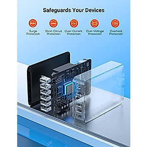 USB Charging Station, Topvork 6-Port USB Wall Charger, Multiport 60W USB Charging Hub, 6-in-1 Desktop USB Charger, Compact USB Charger Block for iPhone 13/13 Pro/iPhone 12, Galaxy, Note, Pixel & More