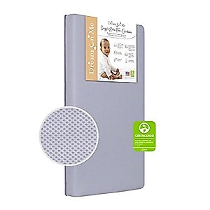 Dream On Me Snuggles Extra Firm Fiber Portable and Mini Crib Mattress in Periwinkle, Greenguard Gold Certified, Soft Breathable Mesh Cover, Lightweight Baby Mattresses for Cribs