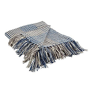 DII California Casual Houndstooth Woven Throw, French Blue & Gray, 50x60