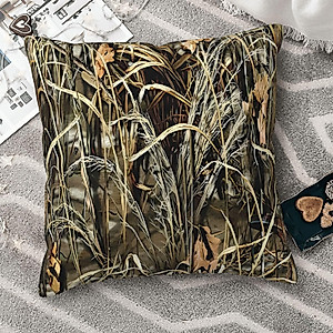 DEHIWI Camo Yellow & Green Throw Pillow Covers Super Soft Morden Decorative Pillows Case Invisible Zipper Cushion Cover for Sofa Couch Bedroom Living Room 18"X18"