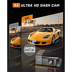 Dash Cam 4K WiFi Front Dash Camera for Cars, E-YEEGER Car Camera 2160P Wireless Mini Dashcams with App, Driving Recorder with 24H Parking Mode, Night Vision, G-Sensor, Free 32G Card, Support 256G Max