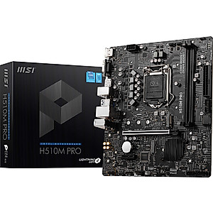 MSI H510M PRO ProSeries Motherboard (mATX, 11th/10th Gen Intel Core, LGA 1200 Socket, DDR4, PCIe 4, M.2 Slot, USB 3.2 Gen 1, 1Gbps LAN, D-SUB/DP/HDMI)