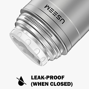 USEEM 17 Ounce Vacuum Insulated Food Jar, 316L Stainless Steel Leak Proof Soup Thermal, Cold Hot Food Container with Folding Spoon, Bowl Lid and Silicone Handle for Kids, Adults(Silver Grey)