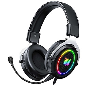 edonka Gaming Headset X 10, Noise Canceling Gaming Headphones with RGB Light,7.1 Surround Sound Crystal Clear Mic for PS5, PS4, Xbox One, PC, Mac