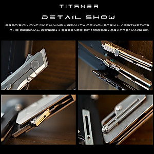 TITANER Raven Titanium EDC Folding Pocket Utility Knife - Box Cutter Suitable For Art Work, Outdoor, Hunting,Household tools (Stonewash)