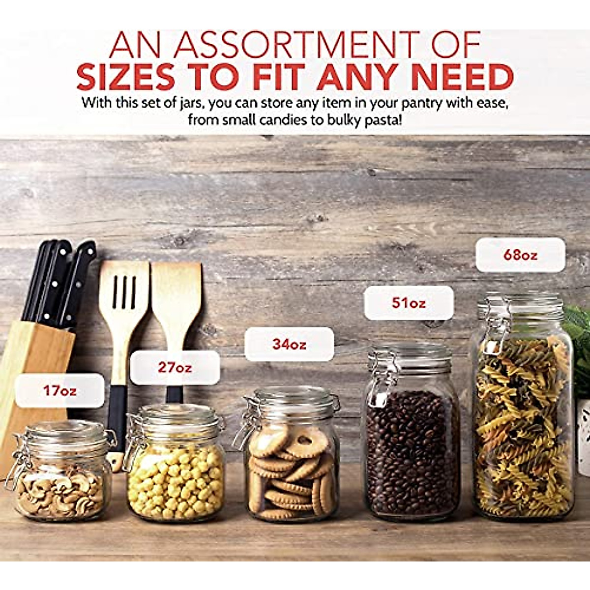 Simpli-Magic Kitchen Canisters, Various Sized, Clear