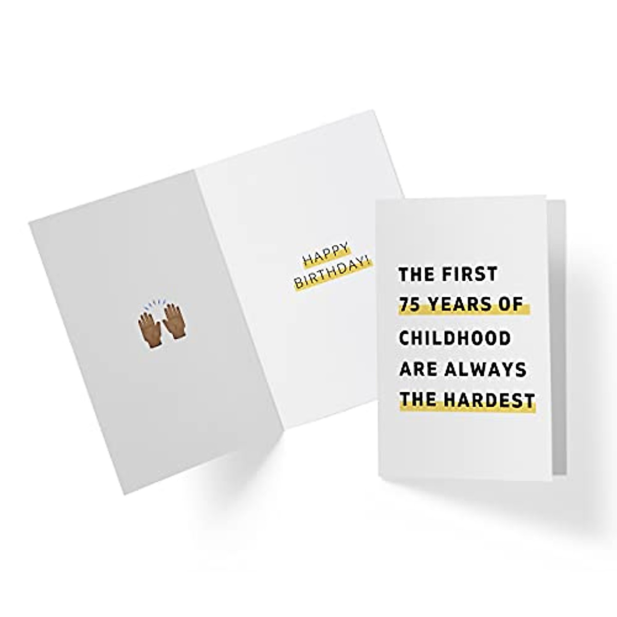 Happy 75th Birthday Card for Men Women, Funny 75th Birthday Cards for Husband Wife Dad Mom Brother Sister Friend, 75 Years Old Birthday Card, 75 Birthday Card with Envelope, Karto Yellow Childhood